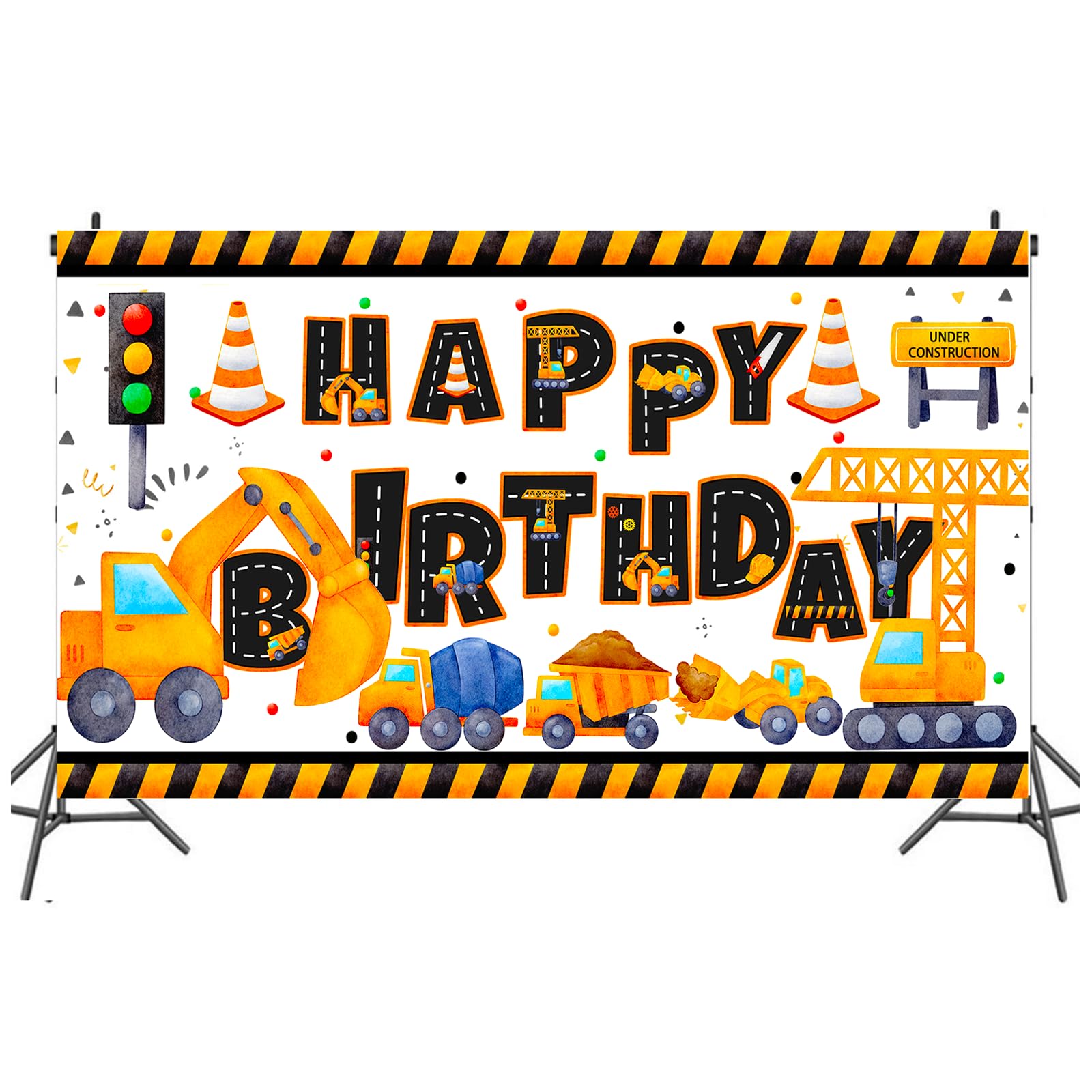 Guienco Construction Birthday Party Decorations Includes Construction Birthday Party Theme Supplies Backdropļ¼5FTX3FTļ¼ for Kids Birthday Party Baby Shower Partys Supplies