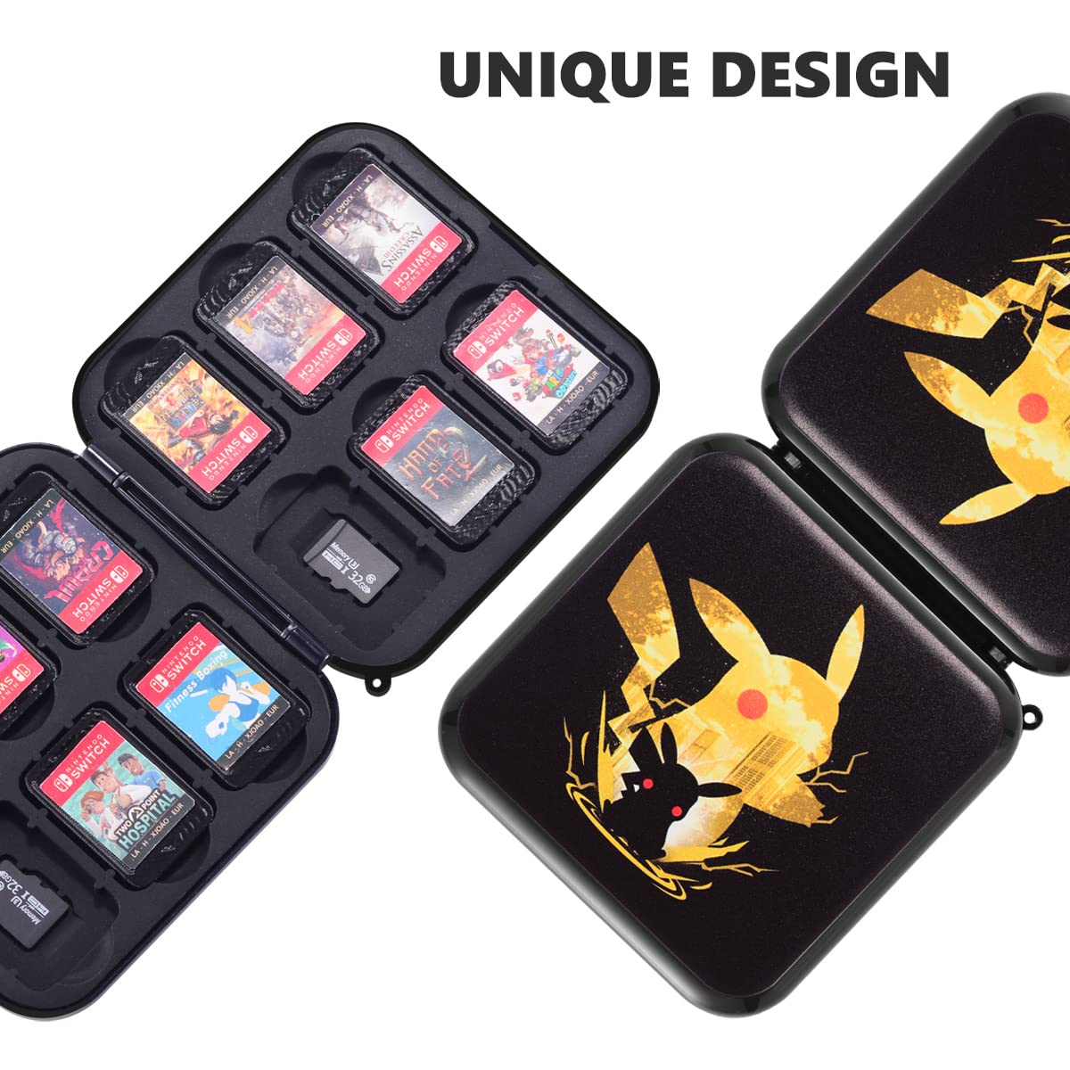 JoyHood Game Card Case for Switch/Switch OLED/Switch Lite, Protective Game Cards Storage Cases Holder with 12 Game Card Slots and 12 Micro SD Card Slots (Oxide Black)