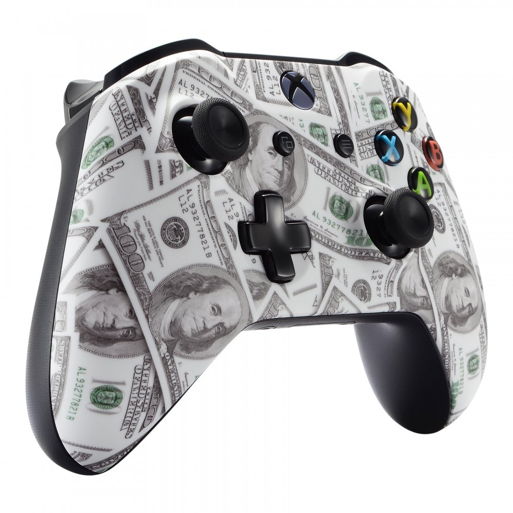 eXtremeRate 100 Cash Money Patterned Faceplate Cover for Xbox One Wireless Controller 1708, Soft Touch Replacement Front Housing Shell Case for Xbox One X & One S Controller - Controller NOT Included