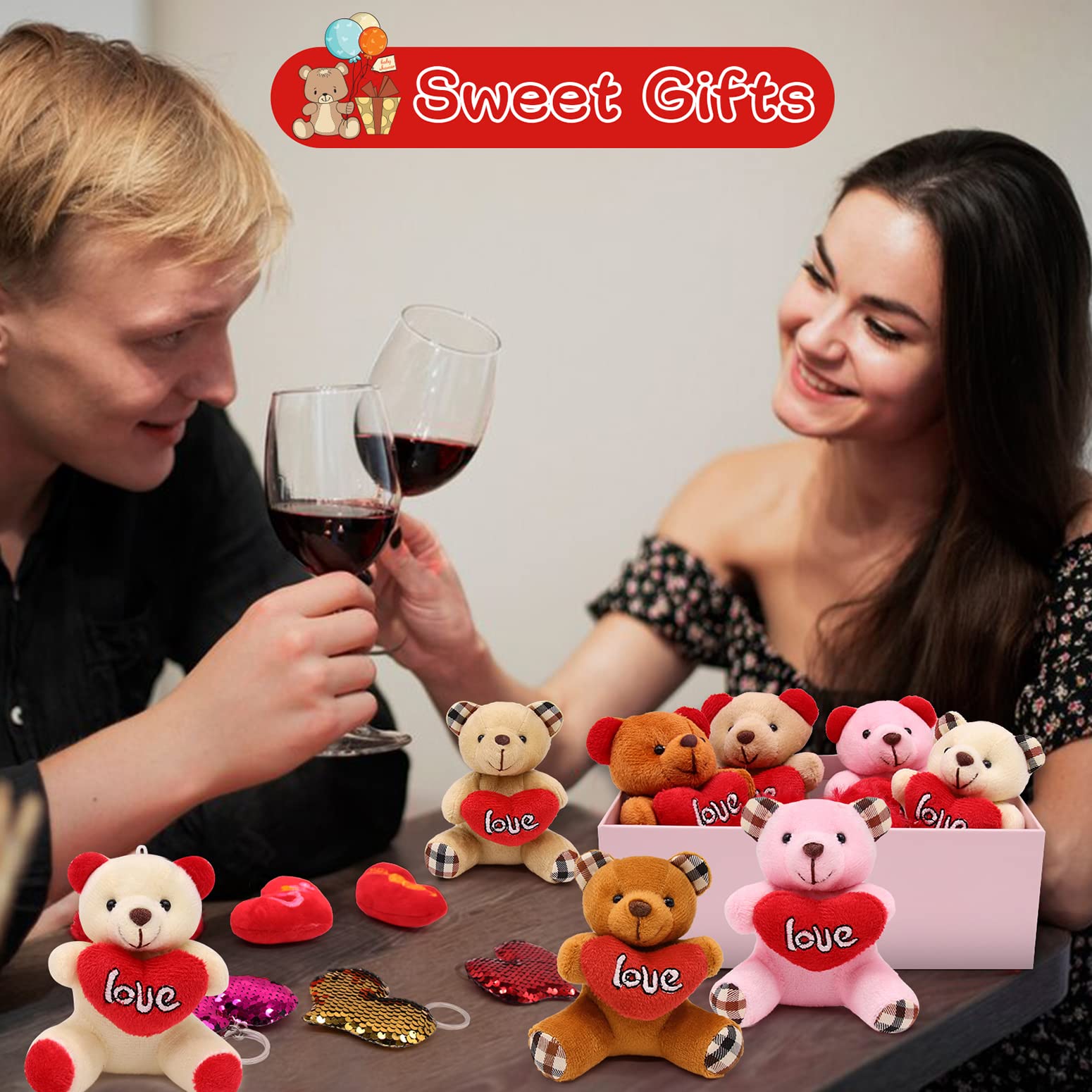 KOPHINYE Teddy Bear Plush Stuffed Animal Teddy Bear Toy, Cute Rose Teddy Bear Plush Soft Stuffed Teddy Bear Valentine's Day Gift for Girlfriend Lover… (Bear Love)