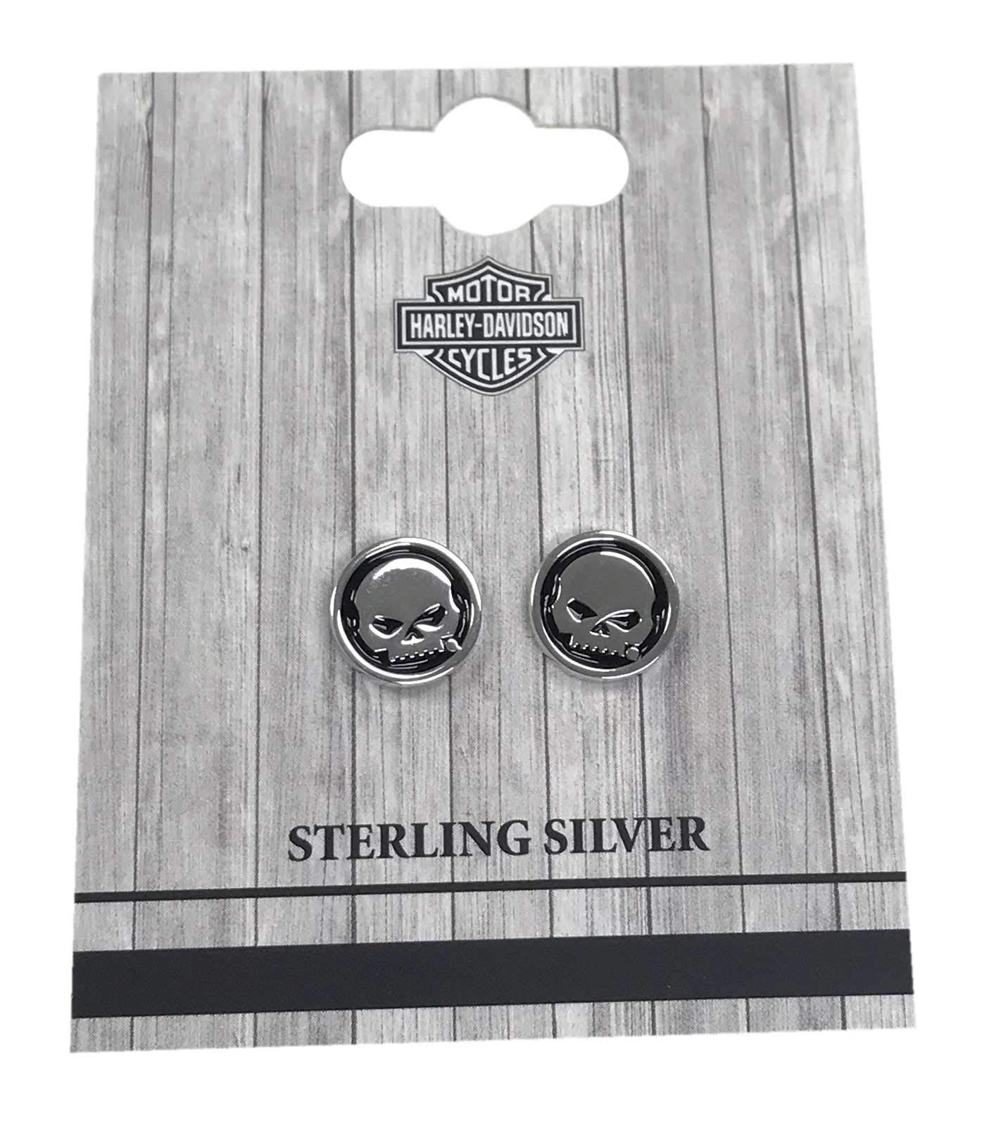 Harley-Davidson Women's Black Enamel Willie G Skull Post Style Earrings HDE0499