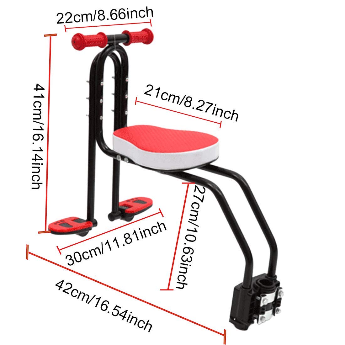 FenglinTech Baby Bike Seat, Child Safety Carrier Front Seat with Armrest and Foot Pedals