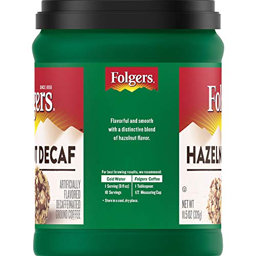 Folgers Hazelnut Decaf Flavored Decaffeinated Ground Coffee, 11.5 Ounces