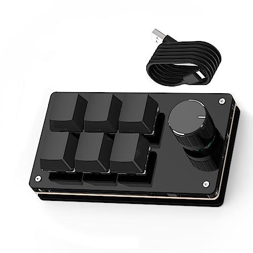 SIKAI CASE 6 Key Macro Programmable Keyboard,Mini Mechanical Gaming Macro Keyboard,Custom Knob KeyPad, Hotswap Red Switch Gaming Keyboard,USB C Wired One Handed Gaming Keyboard with Software