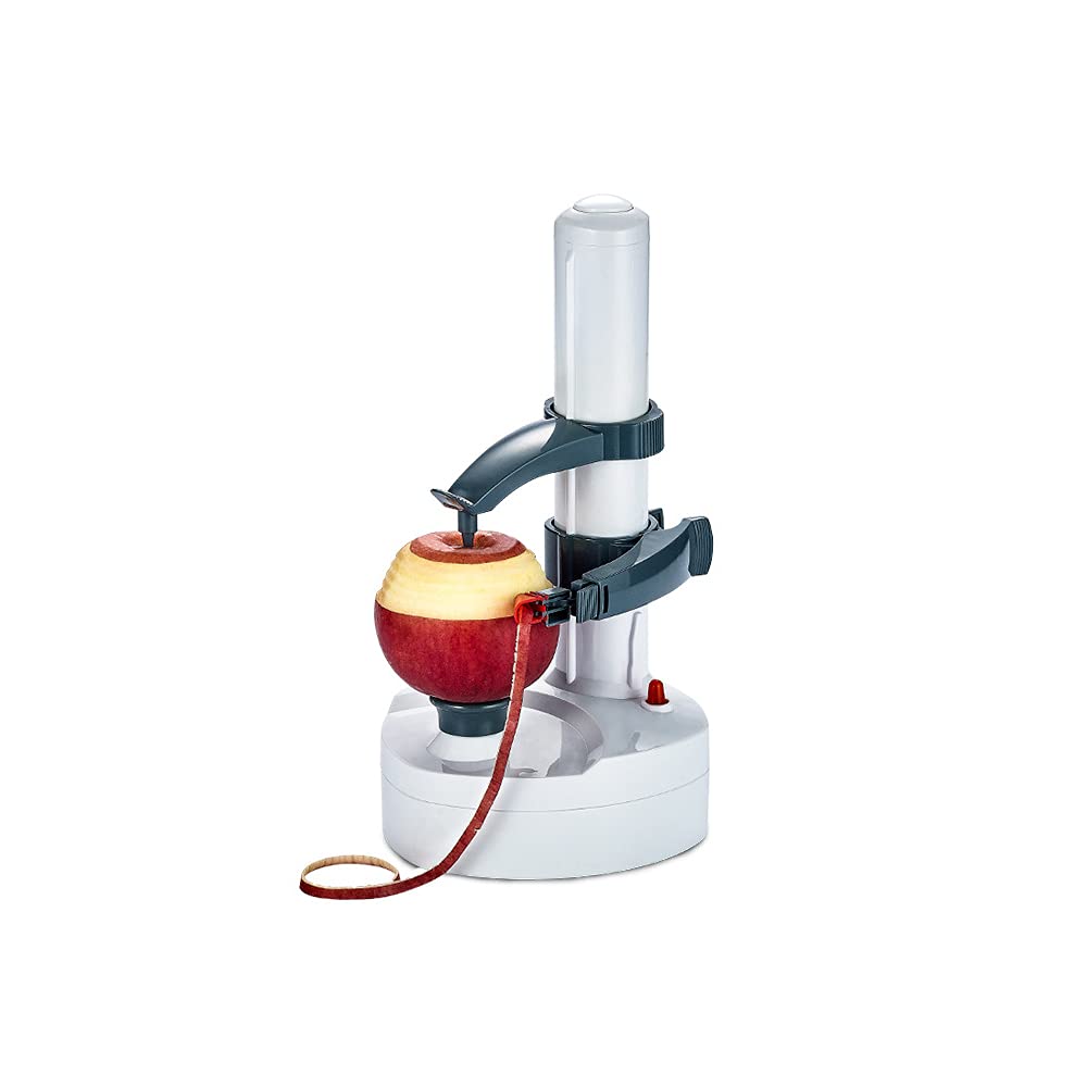 Electric Potato Peelers without Charger, GDAE10 Automatic Peeler Fruit Apple Orange Vegetable Peel Cutter Peeling Machine with 3 Blade DC6V, 0.5A/ 4 AA Batteries(without) White