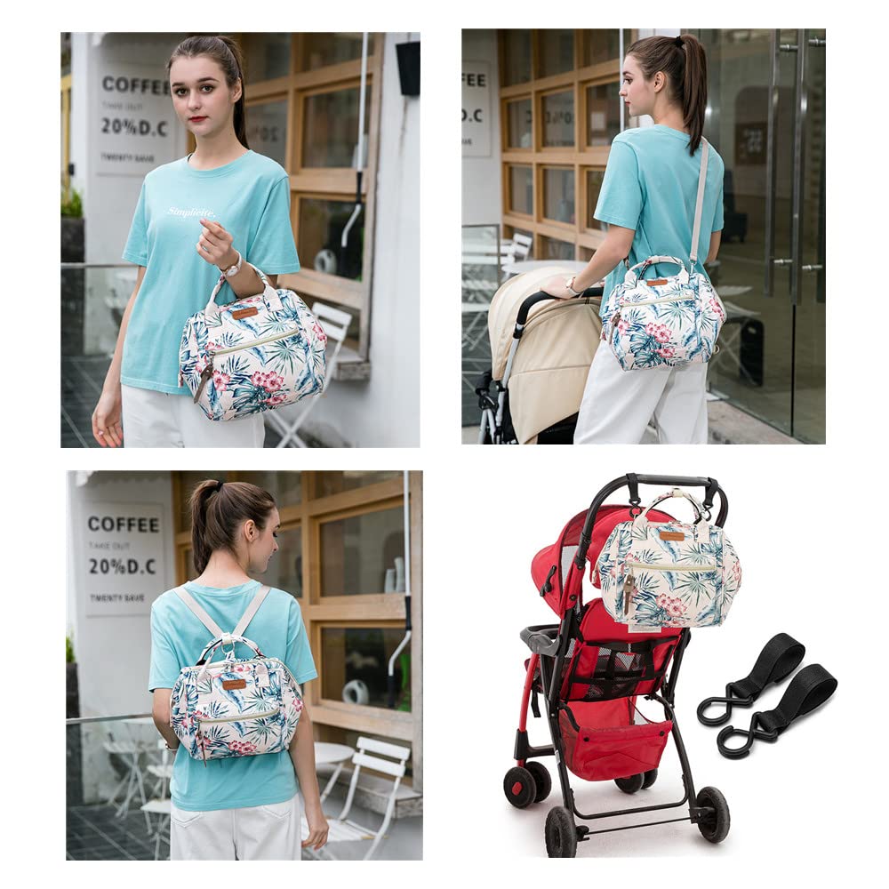 Lmbabter Baby Diaper Bag Backpack Convertible Mini Smart Tote Bag Stroller Organizer Nappy Backpack for Outdoor (Black)