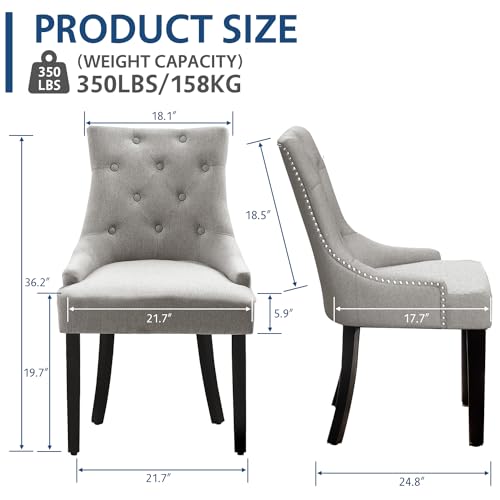 Fangflower Button Tufted Parsons Dining Chairs Set of 2 with Upholstered Fabric, High Back, Padded Seat for Kitchen Living Room Lounge, Beige