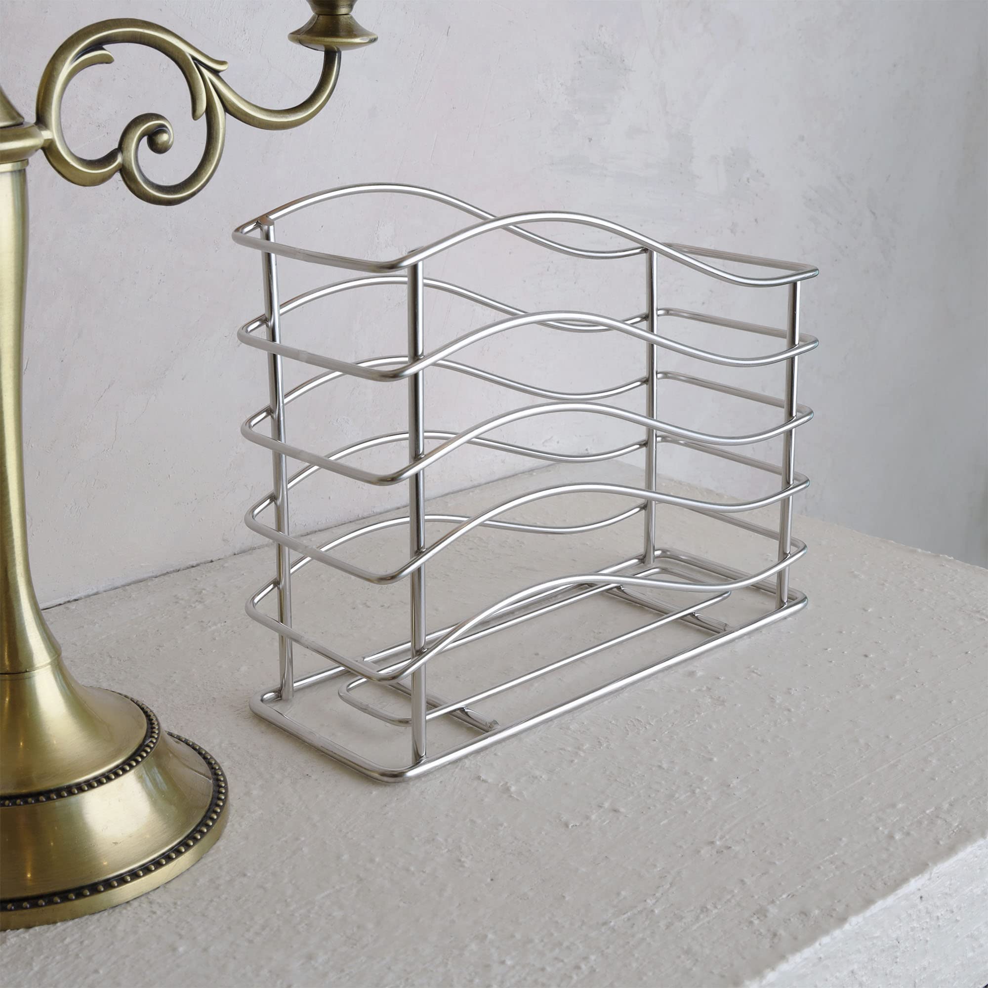 LEVIMETREE Silver Napkin Holder - Napkin Holders for Tables Modern Serviette Holder Tissue Dispenser Perfect for Outdoor Events - Decorative Clear Cocktail Napkin, servilleteros para mesas