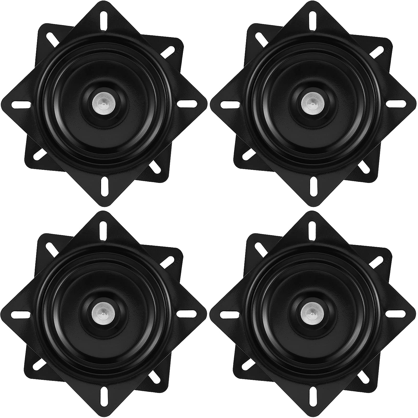 HAKZEON 4 PCS 7 Inches Bar Stool Swivel Plate, Square Heavy Duty Swivel Stool Replacement 360° Rotation Seat Swivel Base Mount Plate for Bar Stool, Home, Office, Black