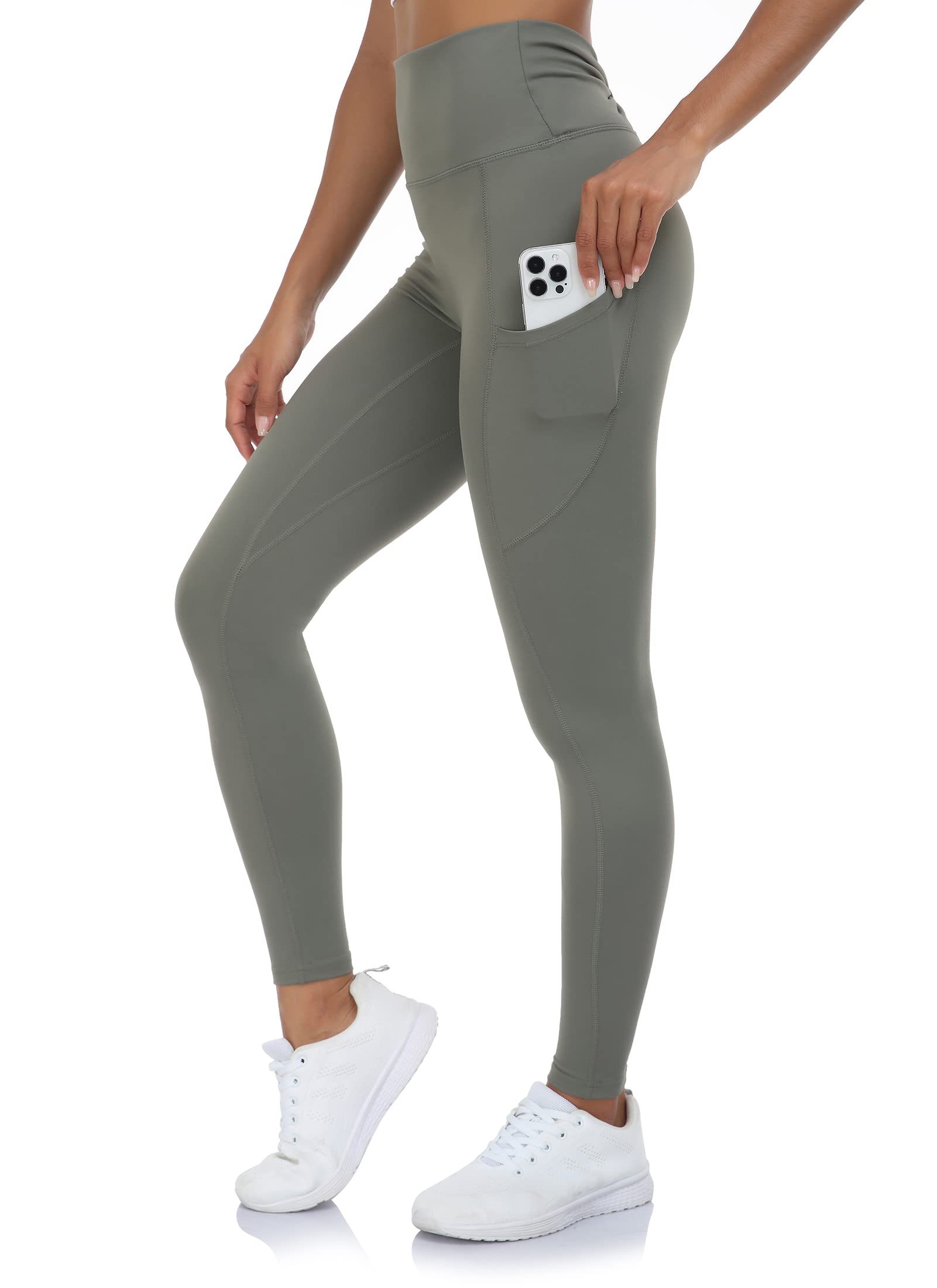HERRLA High Waist Leggings for Women with Pocket,Crossover Gym Workout Yoga Pants Lounge Legging (White Dot,S)