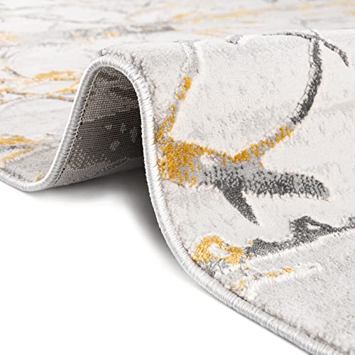 Rugs.com Finsbury Collection Rug β 5' 3 x 8' Yellow and Gray Medium Rug Perfect for Living Rooms, Large Dining Rooms, Open Floorplans
