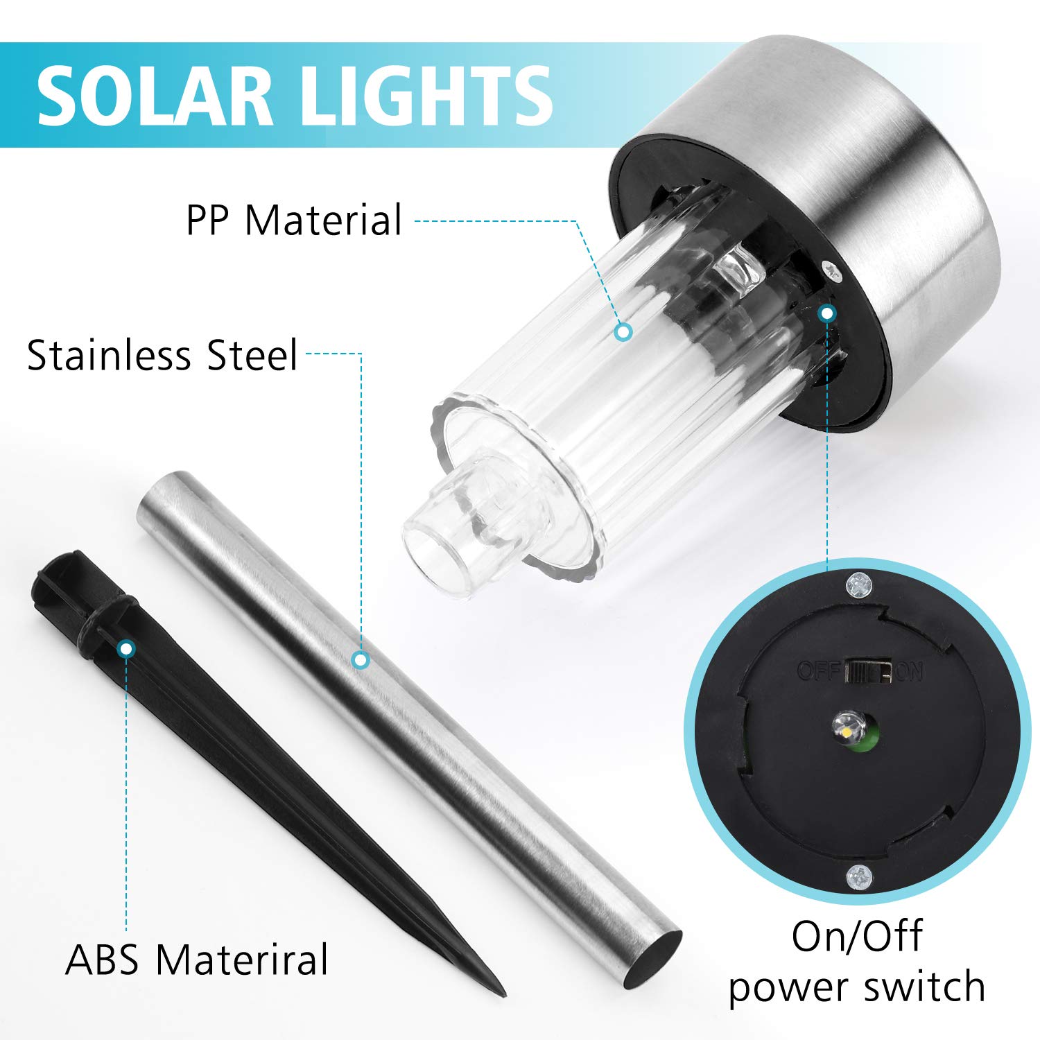 Foxdott Solar Lights Outdoor, 12Pack solar pathway lights outdoor, Waterproof, LED Landscape garden lights Solar Powered, Outdoor Lights Solar Garden Lights for Pathway, Walkway, Patio, Yard, Driveway