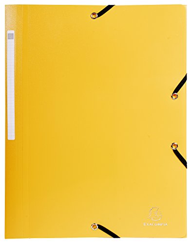 Exacompta - Ref 55840E - Opaque PP Elasticated 3-Flap Folders - Suitable for A4 Documents, 0.5mm Polypropylene, Spine Label, Suitable for Confidentiality - Assorted Colours (Pack of 10)