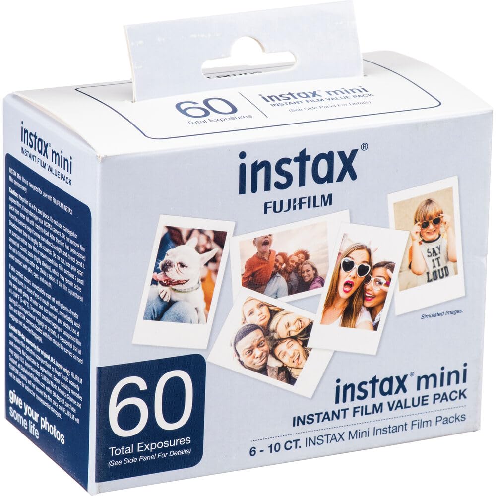 Fujifilm INSTAX Mini EVO Hybrid Instant Camera (Brown) Bundle, Includes: 60 INSTAX Mini Film (60 Exposures), SanDisk 32GB MicroSDHC Memory Card and More (5 Items)