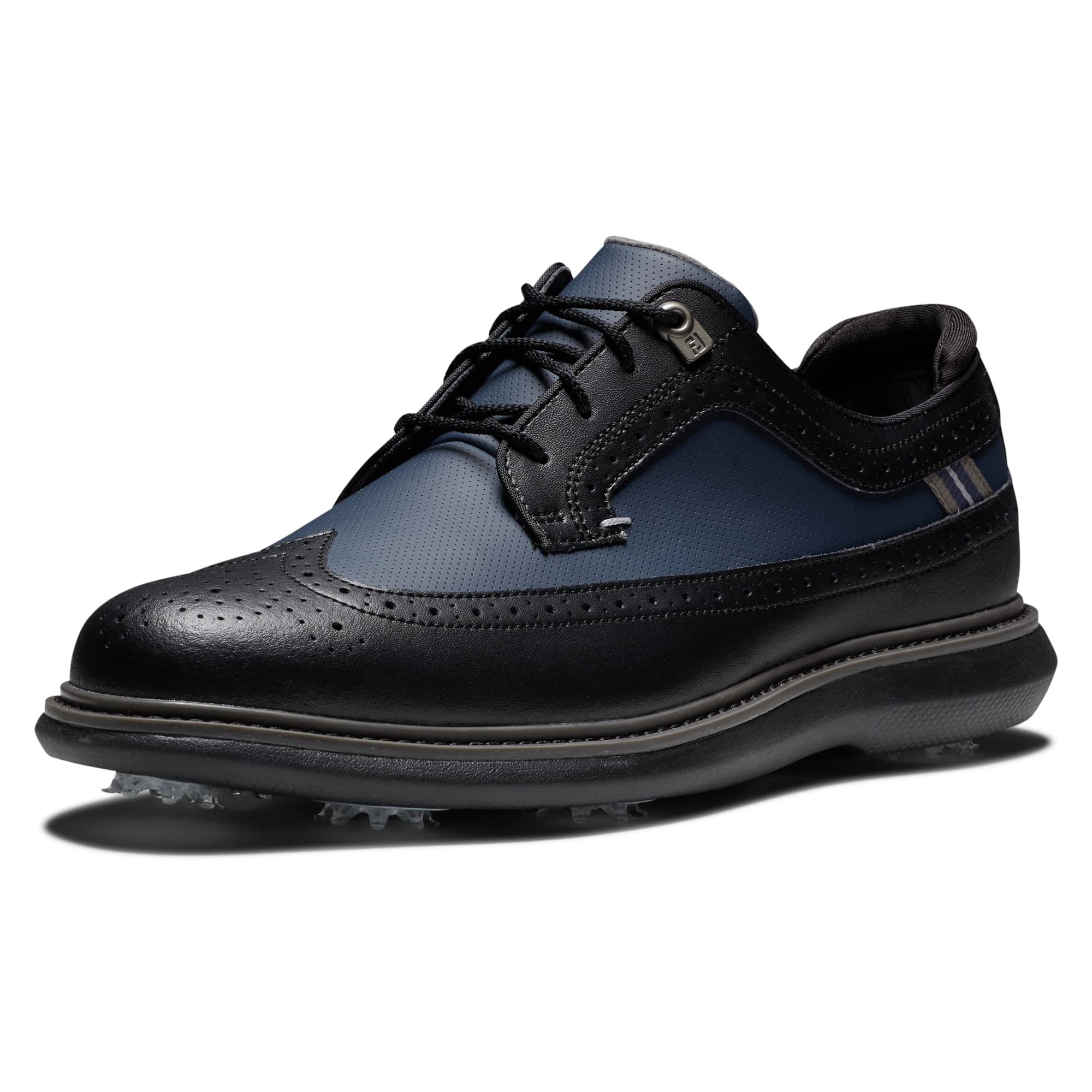 FootJoy Men's Traditions-Shield Tip Previous Season Style Golf Shoe, Black/Navy, 10.5 Wide