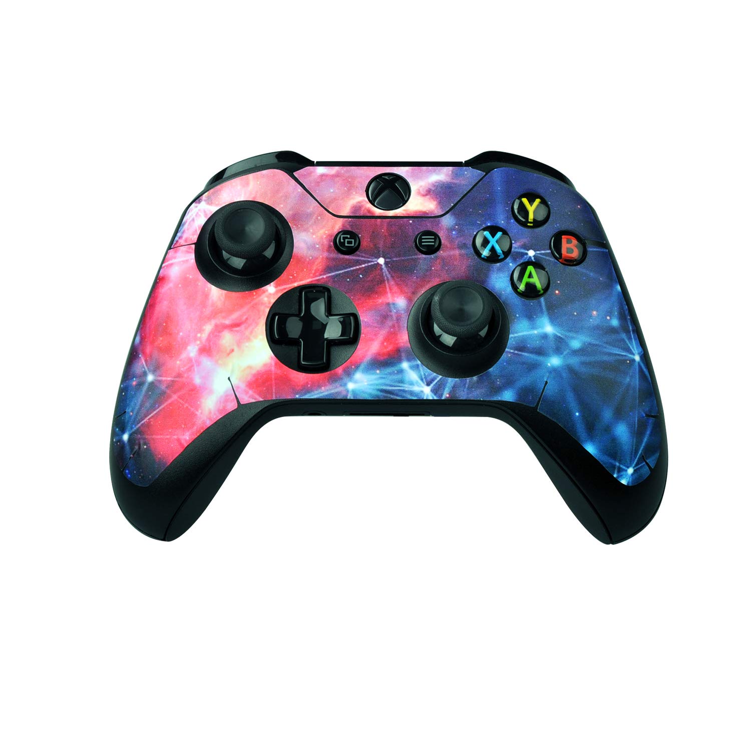 eXtremeRate Full Set Faceplates Skin Stickers for Xbox One X Console Controller with 2 Pcs Home Button Decals - Galaxy Nebula