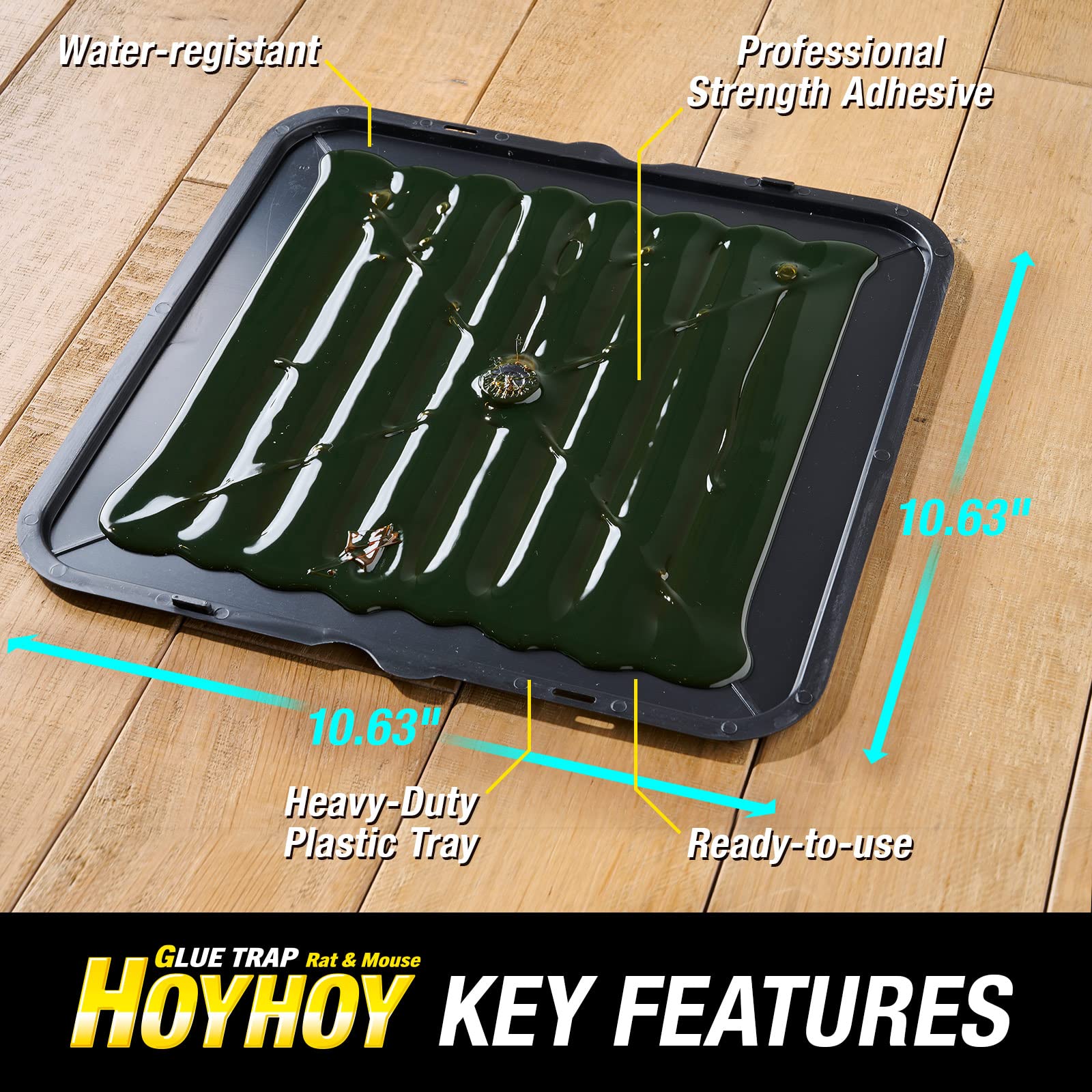 HOY HOY Rat & Mouse Jumbo Size Glue Trap 6 Traps [3-Pack] - Heavy-Duty Professional Strength Ready-to-Use Rodent Pest Control, Great for Home with Kids & Pets Indoor Household Pests