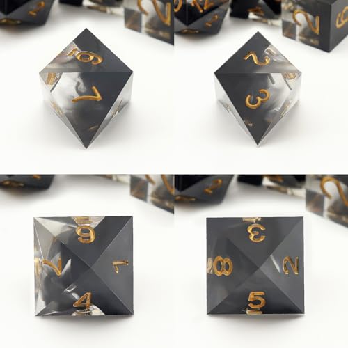Haxtec DND Dice Set Sharp Edge Purple Galaxy Dice Resin Dice Iridecent Mylar with Dice Case Violet D&D Dice for RPG Dungeons and Dragons