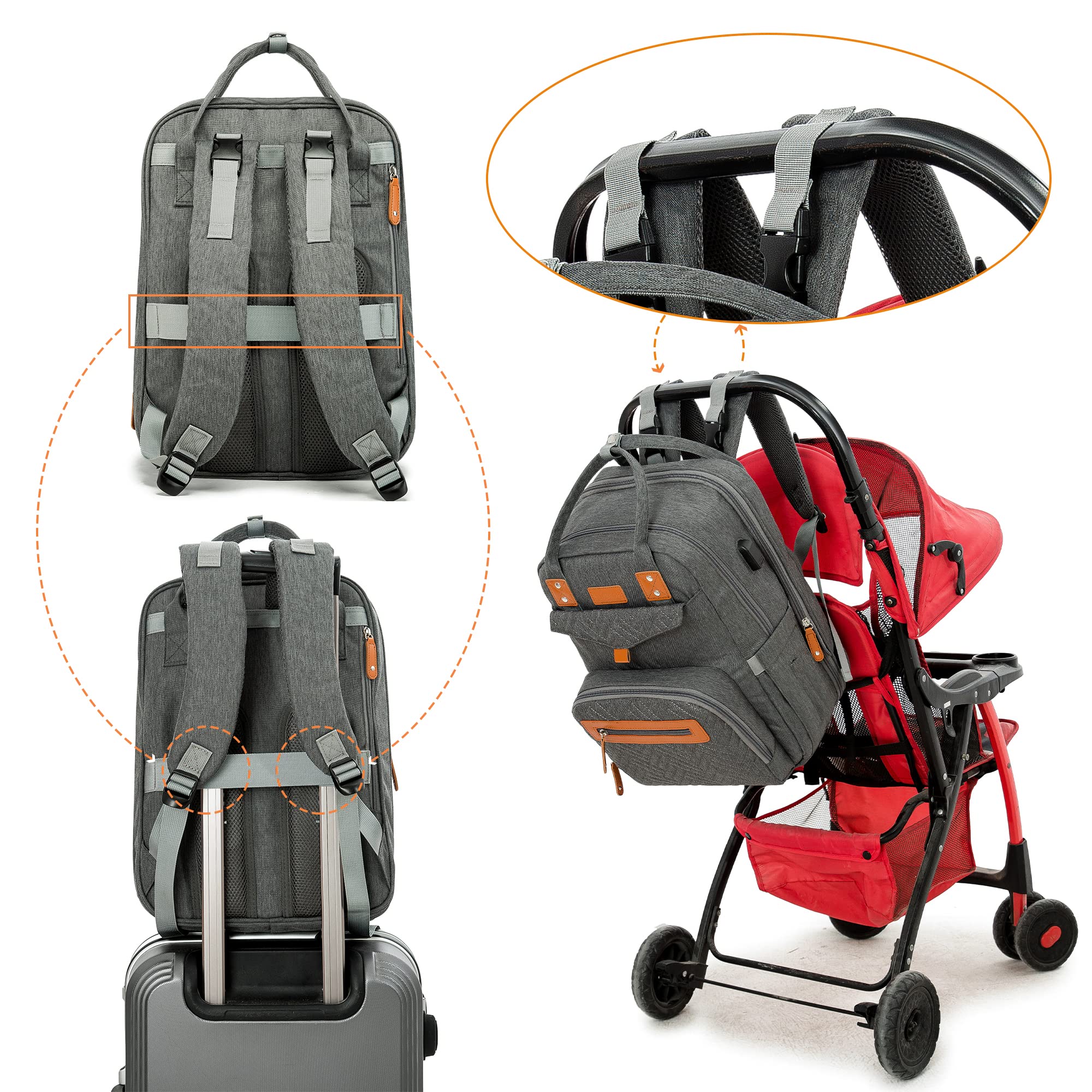 Hritok Diaper Bag Backpack, Expandable Baby Bags For Twins with Changing Pad & 24 Pockets, Unisex Stylish Travel Back Pack