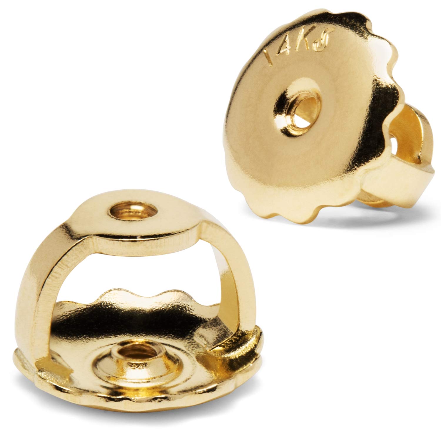Everyday Elegance 14K Solid Yellow Gold Round Cut Cubic Zirconia Stud Earrings 2.0 CTW Bezel Set Screw Back Posts With Gift Box