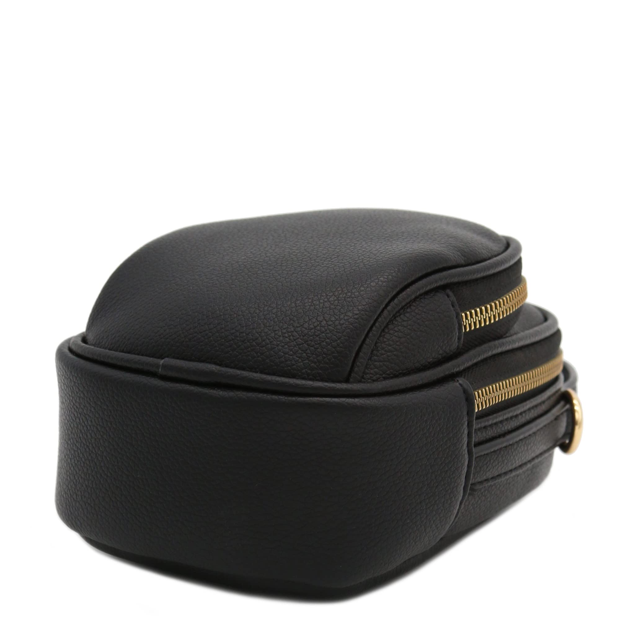 FashionPuzzle Two Compartment Phone Crossbody Mini Bag (Black)