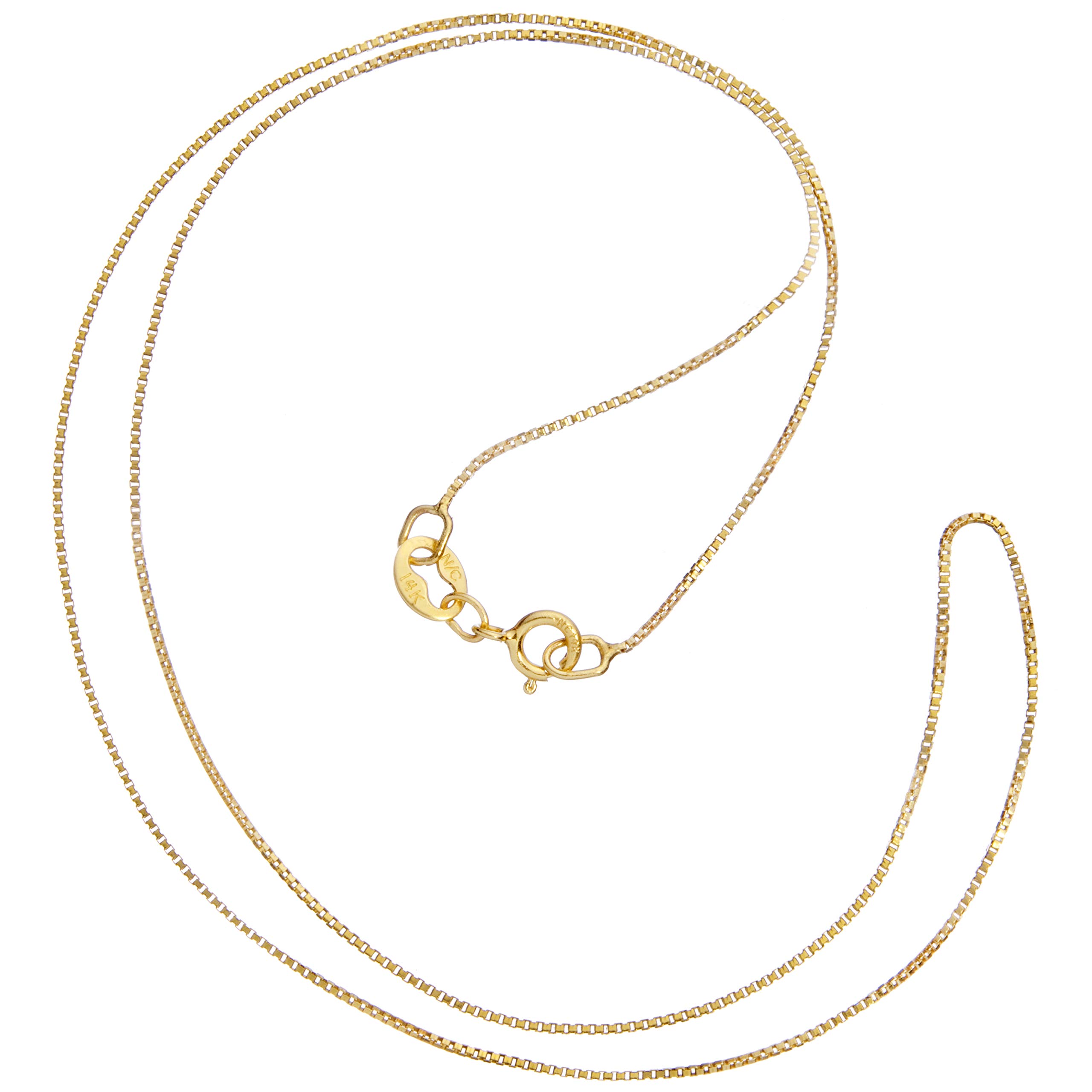 Everyday Elegance Solid 14K Yellow Gold Box Link Chain Necklace for Women | Square Box Chain Design | Spring Ring Clasp | 0.60mm Thickness | 14 Inch Length | With Gift Box