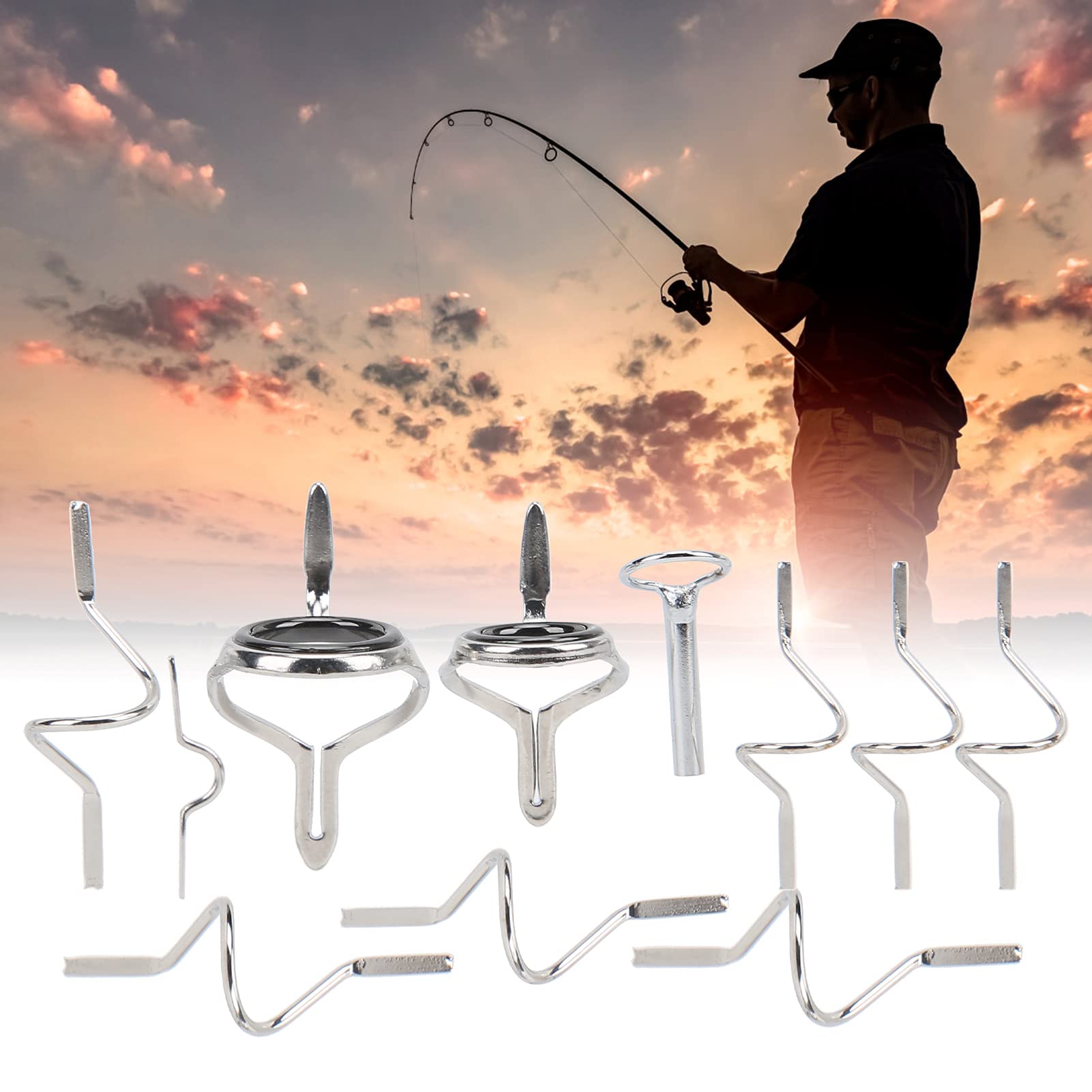 Fishing Stainless Steel Guide, Stainless Steel Strong Double Buckle Different Size Guide Ferrules Rod Angling Repair Tool for Fishing Accessories