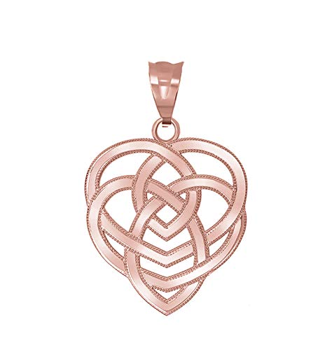 Elegant 10k Rose Gold Celtic Motherhood Knot Pendant Necklace, 22"