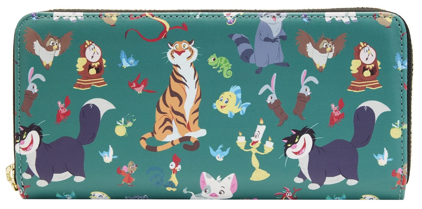 Loungefly Disney Wallet Princess Sidekicks Print Zip Faux Leather Clutch