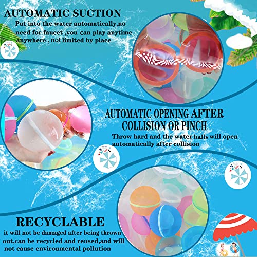 FA FIGHTART 3pcs Magnetic Water Balloon Bomb Splash Balls Self Sealing Quick Fill Silicone Reusable Pool Party Game Summer