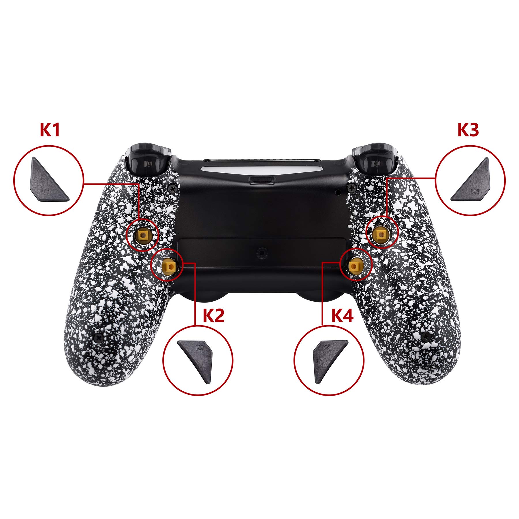 eXtremeRate Textured White Dawn Programable Remap Kit for PS4 Controller with Upgrade Board & Redesigned Back Shell & 4 Back Buttons - Compatible with JDM-040/050/055 - Controller NOT Included