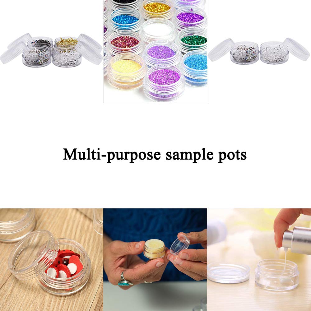 FULANDL 100Pcs 5G Sample Container, Empty Round Cosmetic Containers with Lid Plastic Container Pot Jars for Creams Nail Polish Lip Balm Lip Gloss Make-up Storage (10Color) (5G-100PCS)