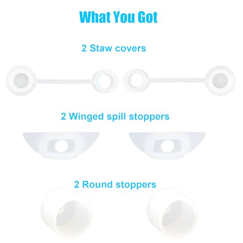 Silicone Spill Proof Stoppers Set Compatible For Stanley H2.0 40oz & 30oz Tumbler, Leakproof Seal Set Including 2 Wingled Spill Stoppers/2 Round Stoppers/2 Straw Covers, Stanley Cup Accessories-2.0