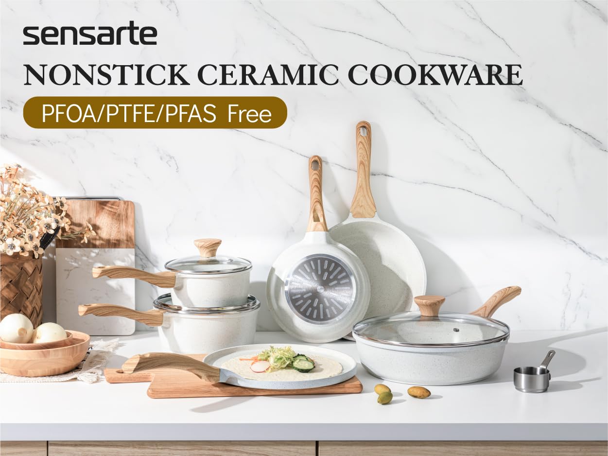 SENSARTE Frying Pan Bakelite Handle Accessories Repalcement Compatible for Sensarte White Ceramic Collection Pots and Pans