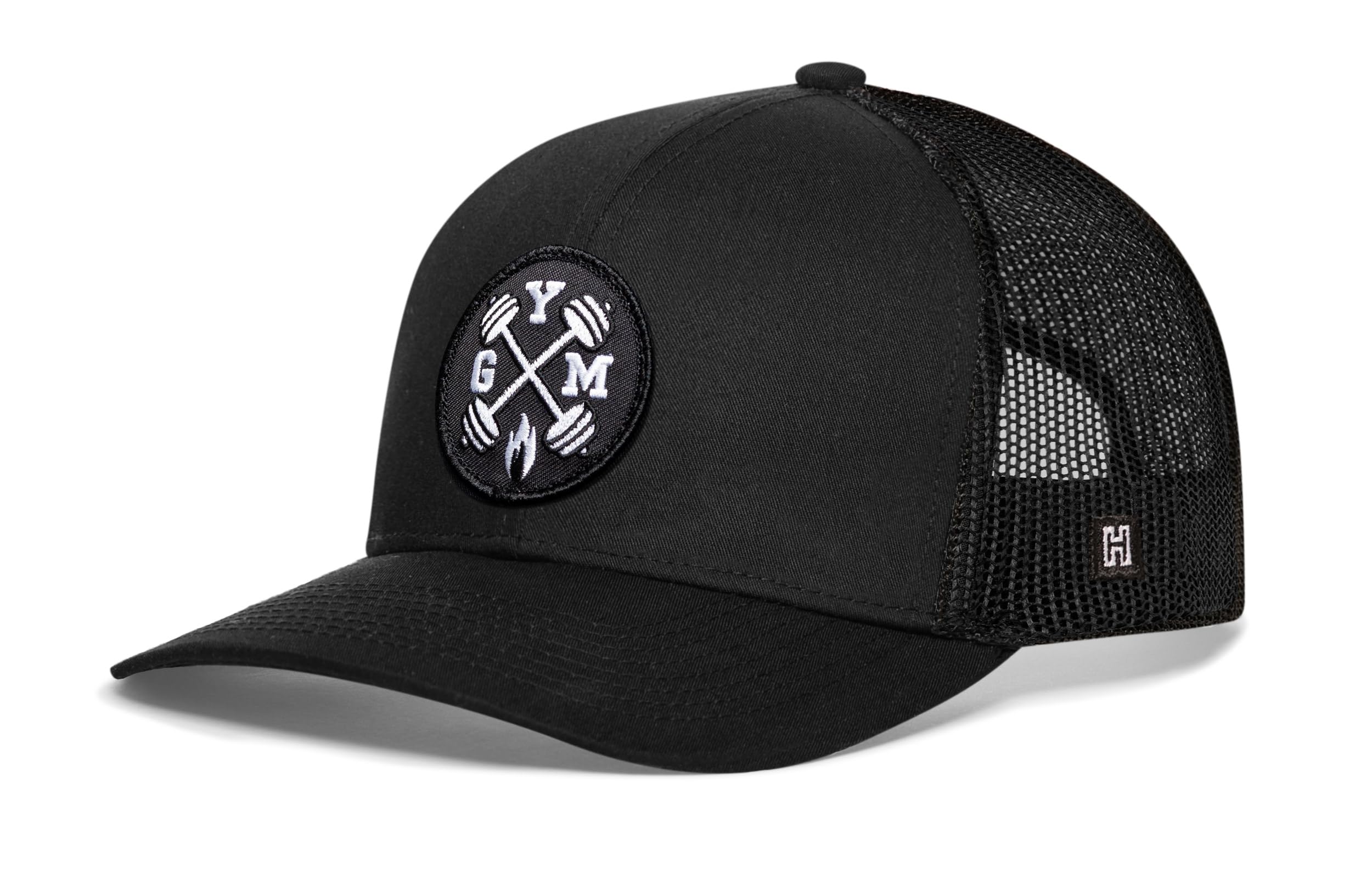 HAKA Gym Hat – Workout Trucker Hat for Men & Women, Adjustable Baseball Cap, Mesh Snapback, Outdoor Golf Hat - Black