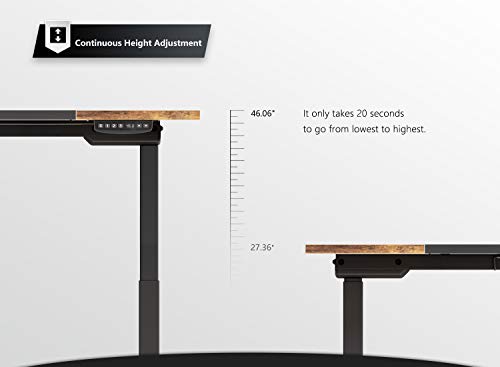 FEZIBO Dual Motor Height Adjustable Electric Standing Desk with Keyboard Tray, 48 x 24 Inch Sit Stand Table with Splice Board, Black Frame/Black and Rustic Brown Top