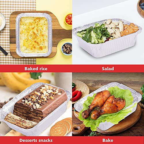 SAITI 50 PCS Christmas Cookie Tins with Lids for Gift Giving, Foil Treat Containers Disposable Food Storage Pan Aluminium Foil Containers for Holiday Leftovers Goodie Container or Cookie Exchange