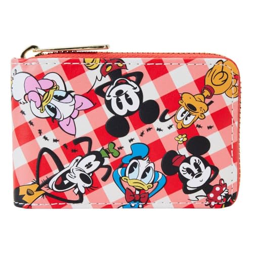 Loungefly Disney Mickey and Friends Picnic Basket Accordion Zip Around Wallet, Black