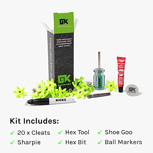 Golfkicks - Spikes Kit - Turn Sneakers into Golf Shoes - Shark Tank Featured - DIY Golf Shoe Making - Add Cleats to Any Shoe - Golf Spikes