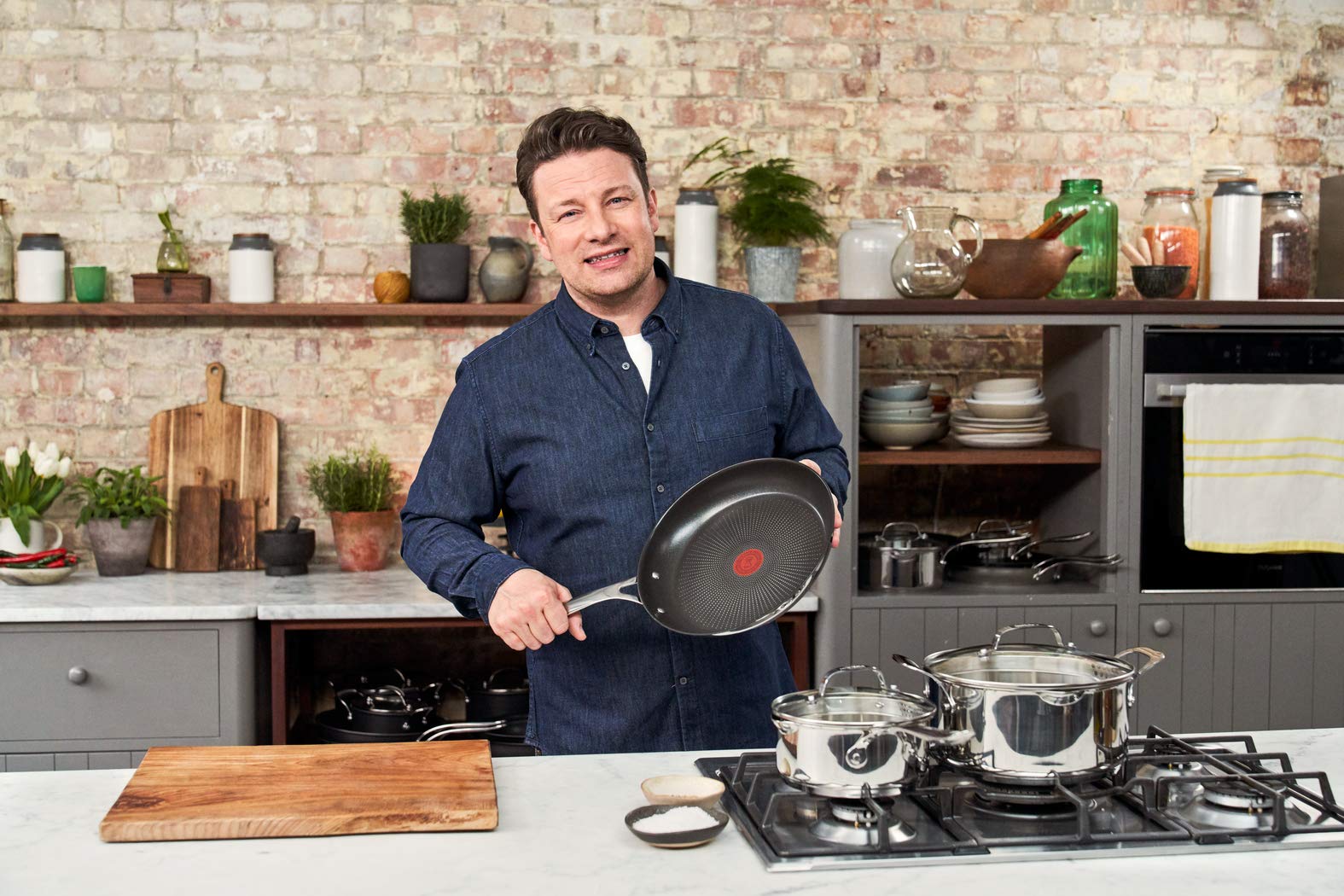 Tefal Cook's Direct Frying Pan, 24cm, Jamie Oliver, Stainless Steel