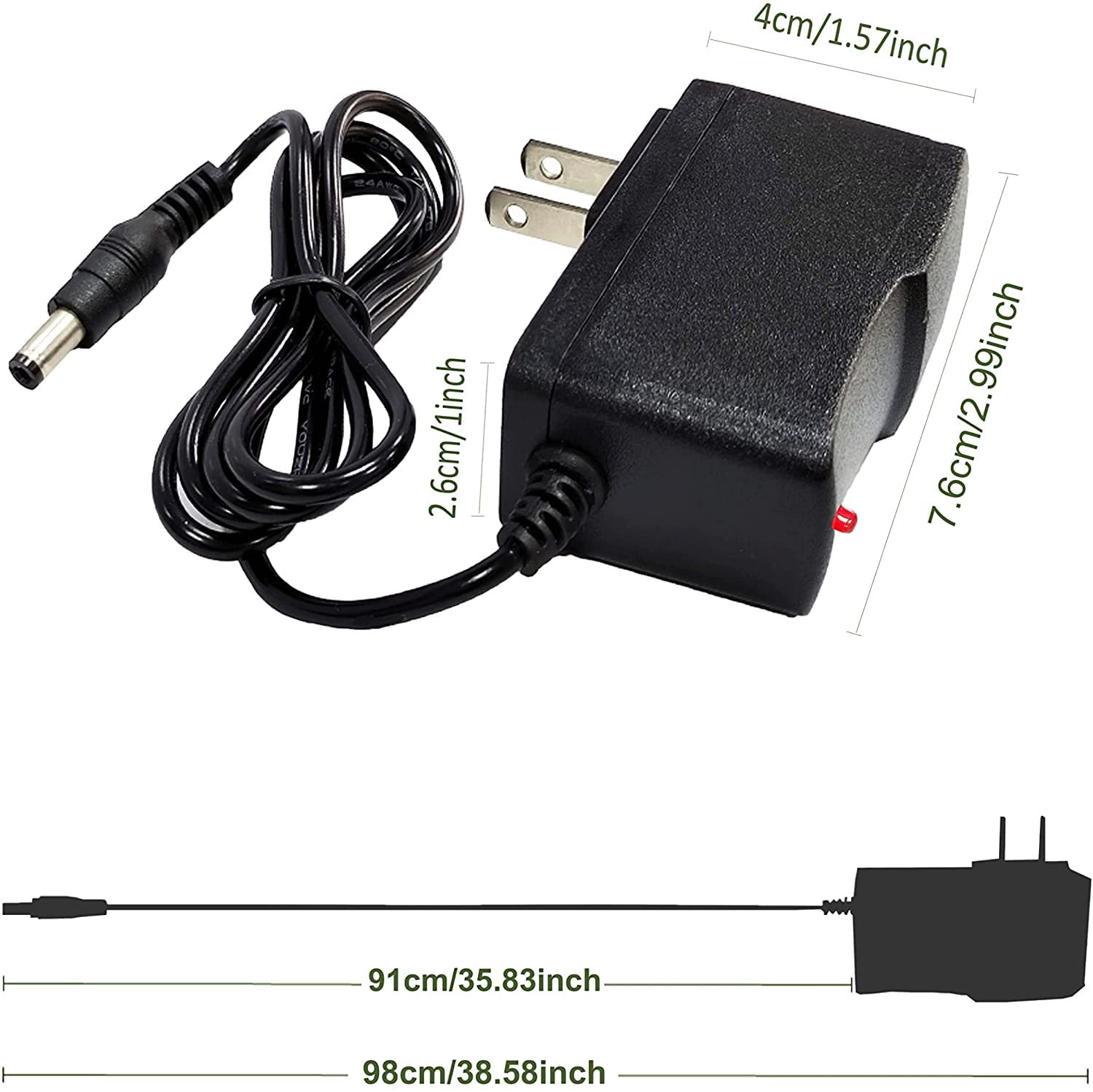 MTYTOT 2PCS 3V 1Amp Power Adapter Supply 100-240 AC to DC 3Volt 1000mA 0.8A 450mA 2.5mm X 5.5mm TIP Transformer Adapter for LED Lights Tabletop Fountain, Replacement 2AA's in Small Devices