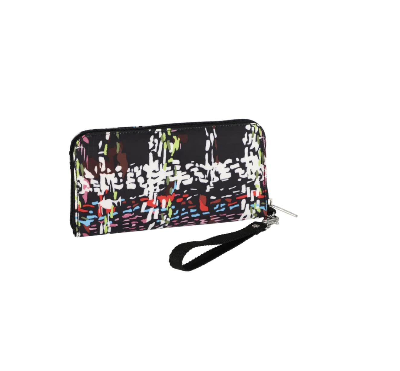 LeSportsac Running Weave Tech Wallet Wristlet, Zip Around Wallet/Detachable Wristlet Strap, Holds Cell Phone, Style 3462/Color E474, Festive Abstract Printed Weave, Modern Interpretative Plaid
