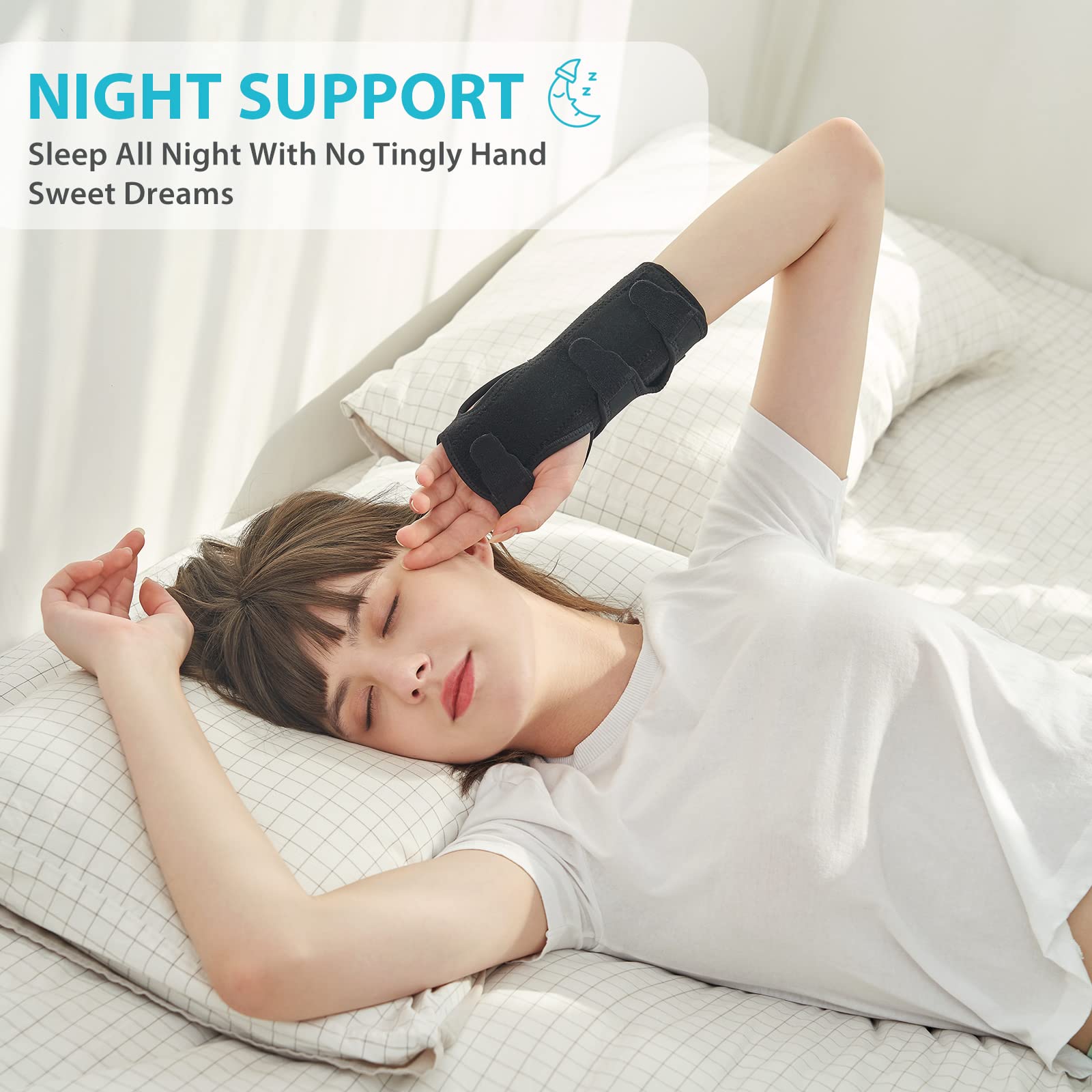 KD Carpal Tunnel Wrist Brace: Night Wrist Sleep Support Brace Relief for Tendonitis, Arthritis Pain, Latex-free Hand Brace Wrist Splint, Fits Left or Right