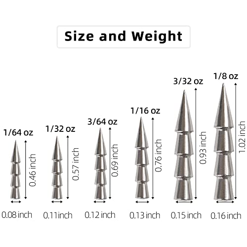 Fishingking Fishing Nail Weights Tungsten Worm Insert Sinker for Bass Fishing 364 oz 9 pcs, 364 oz (1.3g) 9 pcs