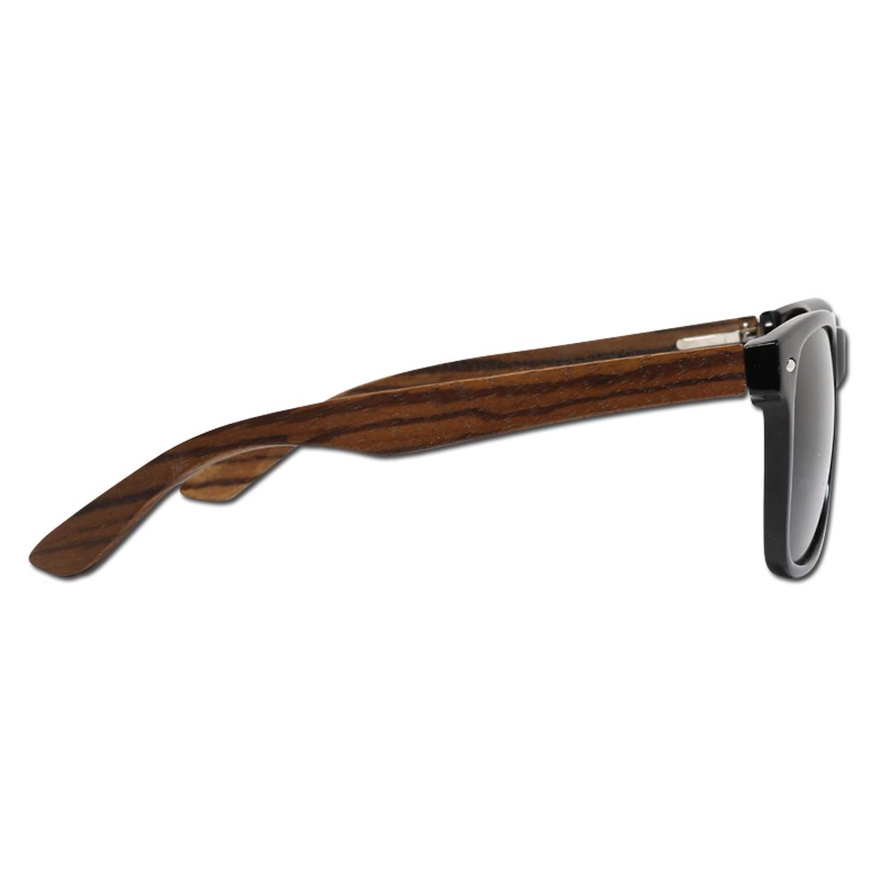 Eye Love Polarized Sunglasses for Men and Women, Glare-Free, 100 Percent Uv Blocking (100 Percent Real Ebony Wood Sides with Unbreakable Tr90 Plastic Front)