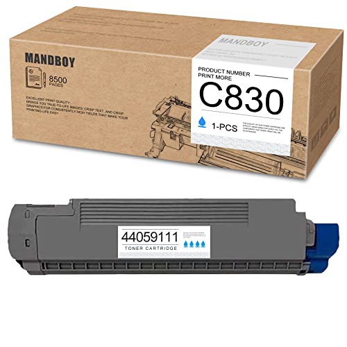 MANDBOY Compatible Replacement for OKI C830 44059111 Toner-Cartridge (Cyan), Work with Data C830dn C830dtn C830n Printer Cartridge, 1-Pack