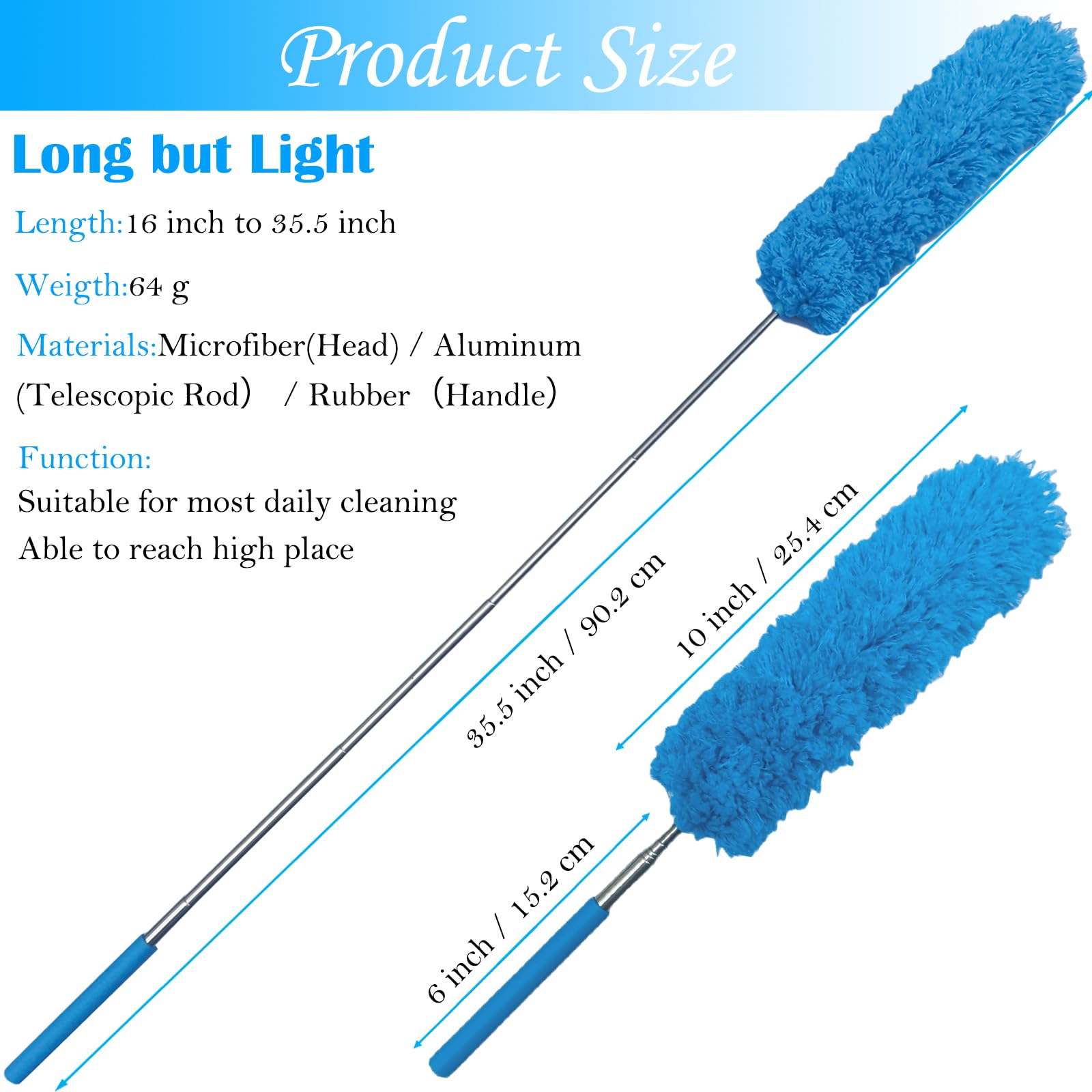 M-jump 3 PCS 15.7 to 35.5 Inch Extendable Telescoping Microfiber Duster Bendable Brush Washable Dusting Brush for Home Office Car