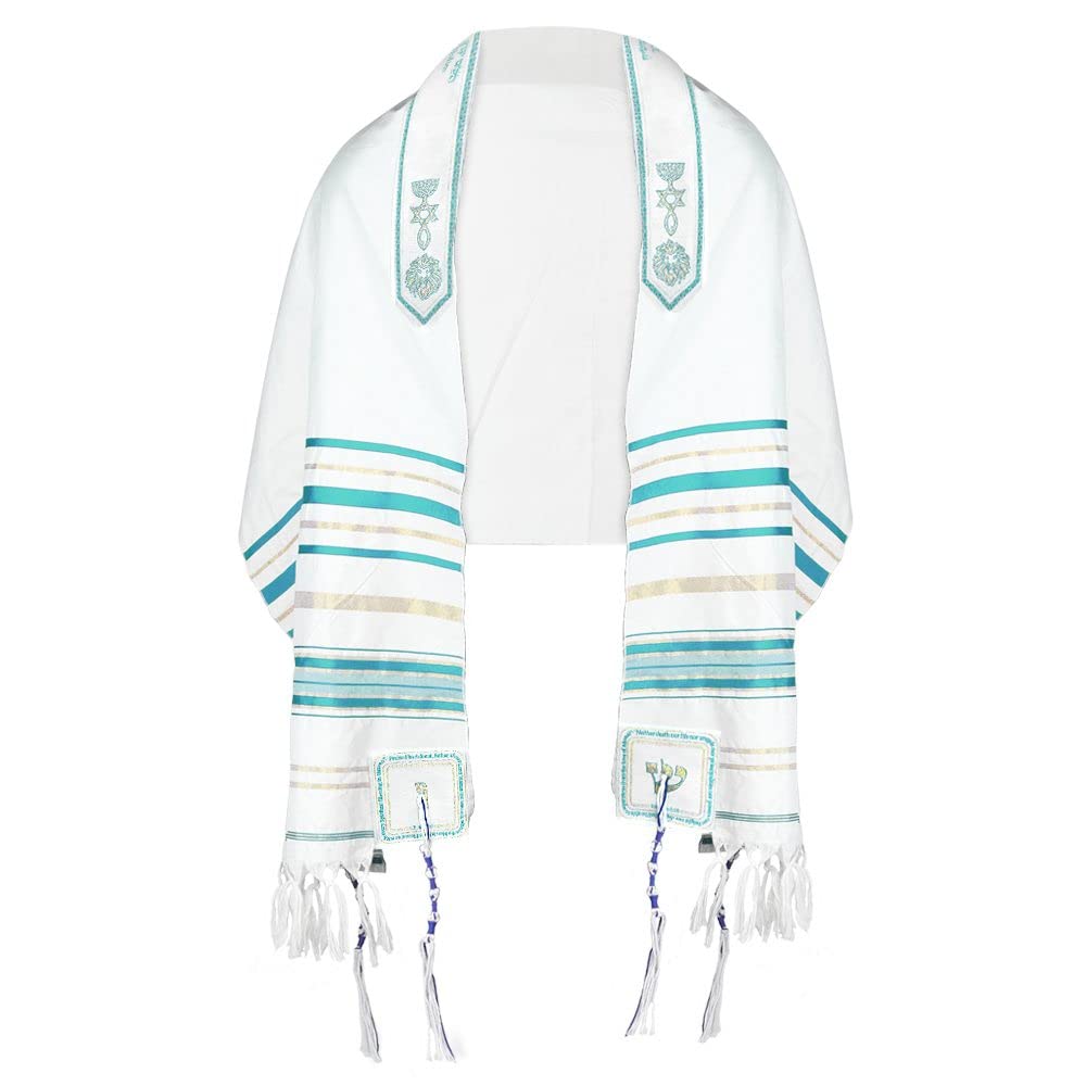 HalleluYAH Messianic Tallit Prayer Shawl 72"x 22" with Bag For Men & Women | Designed in Israel