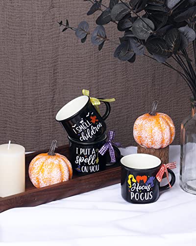 Nefelibata Mini Coffee Mugs, Halloween Witch Tiered Tray Decor Espresso Cups Farmhouse Home Kitchen I Smell Children Centerpieces Decorations Housewarming Novelty Gift 3PCS