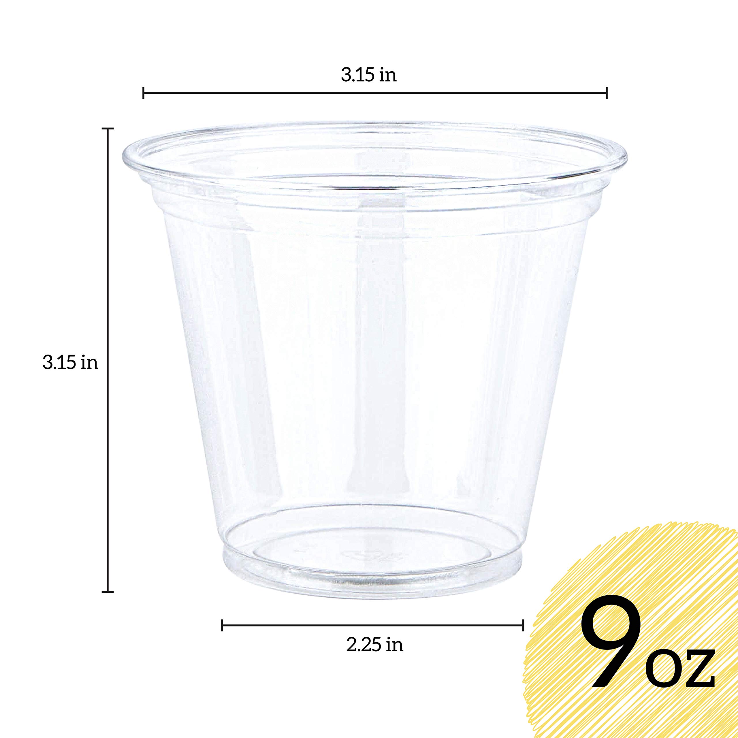 ELEGANT DISPOSABLES [100 Count] 9 Ounce Crystal Clear PET Old fashionedDesign for Iced Coffee, Cold Drinks, Slush, Smoothy's, Slurpee, Party's, Plastic Disposable Cups